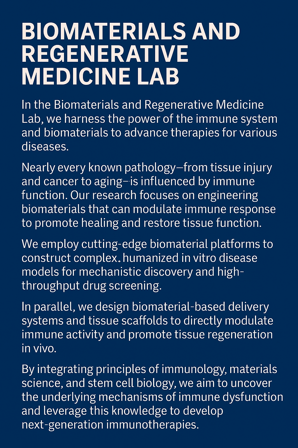 Biomaterials and Regenerative Medicine Lab